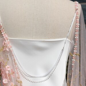 Pink Flower Cape,floral Bridal Cape,floral Embroidered Wedding Cape ...