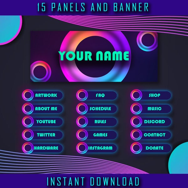 Twitch Stream Animated Scenes and Animated Offline Screen neon Circle ...