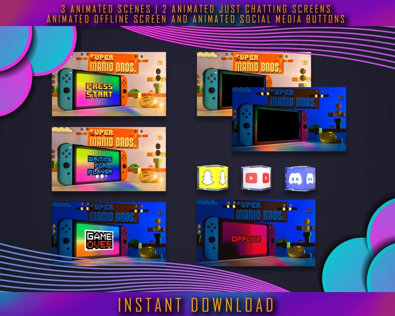 Animated Twitch Stream SWITCH OVERLAY BUNDLE Inkl. Scene, Offline ...