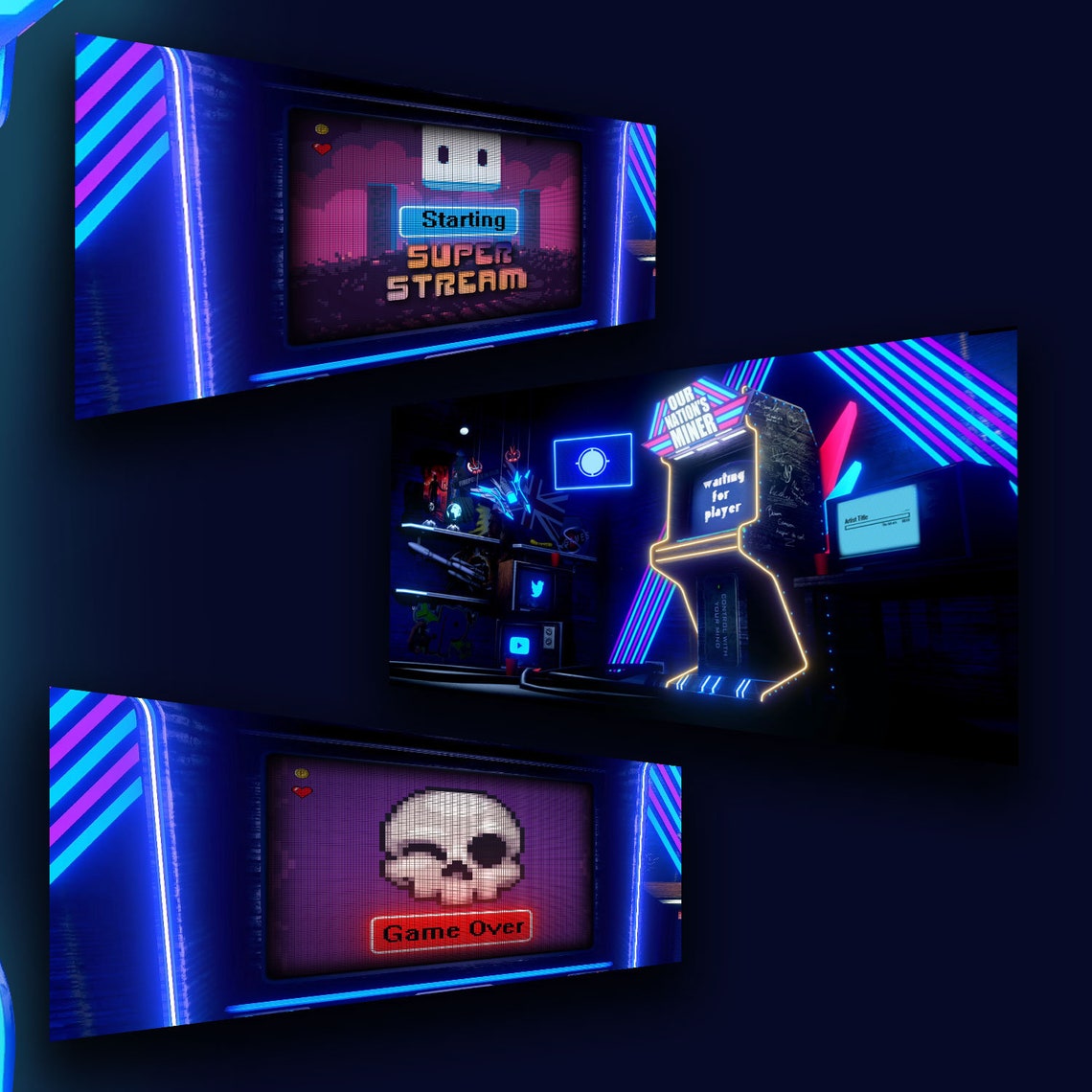 Gamer Pixel Overlay Layout Twitch Stream Scene Offline Screen | Etsy