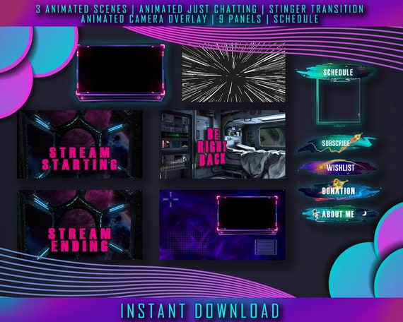 Stream Overlay Twitch Bundle Set Scene Camera Panels Design | Etsy UK