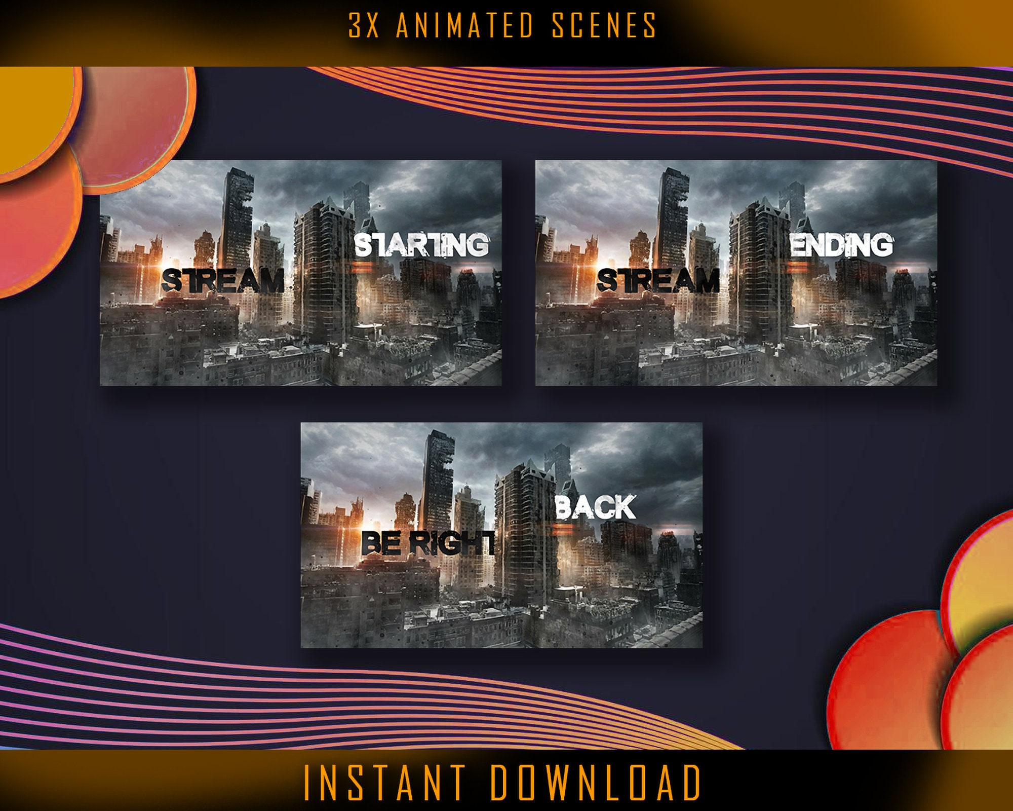 Animated Twitch Stream Overlay Scenes Rotten City Horror War ...