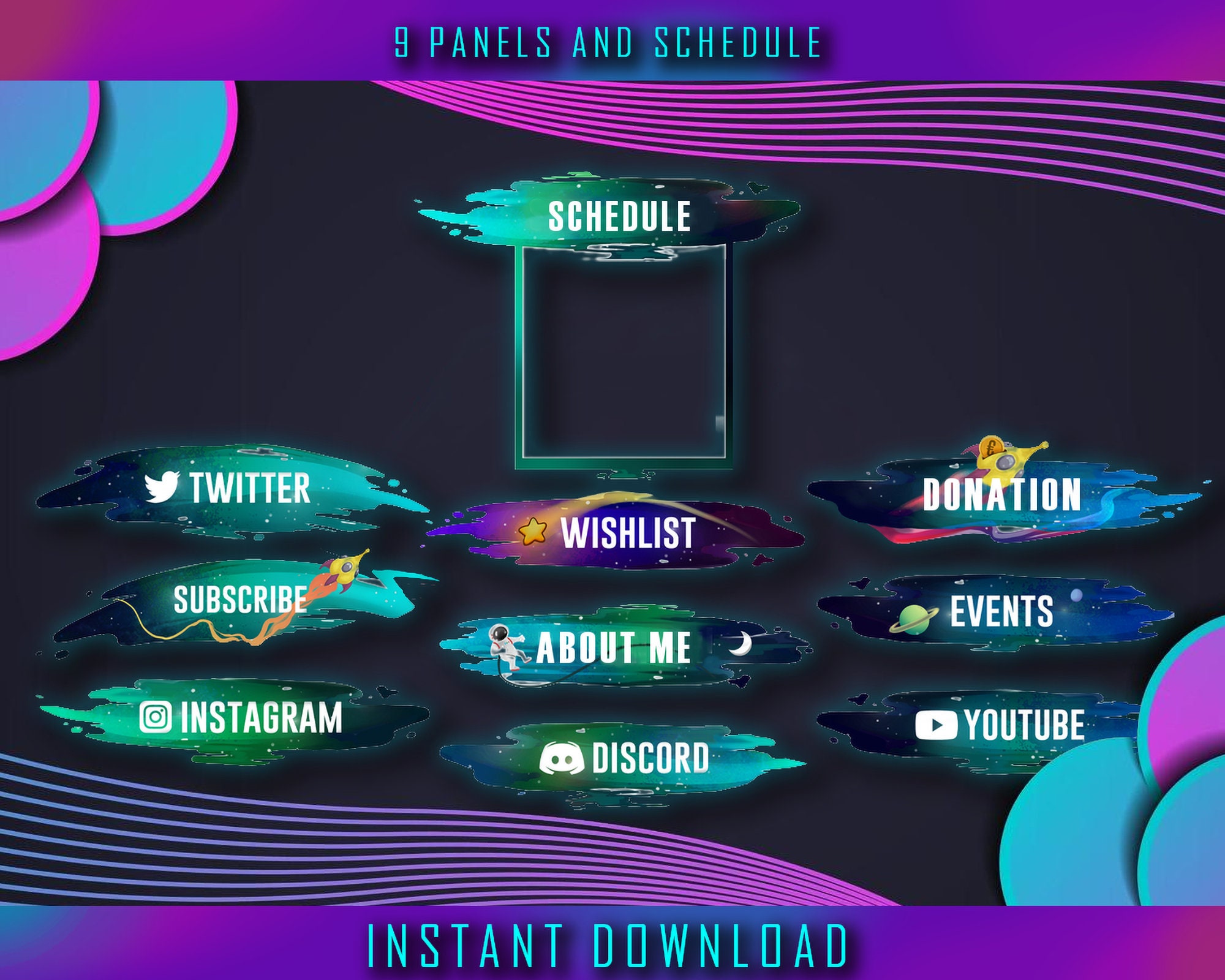 Twitch Stream Panels Space Astro Schedule Starfield Lodestar - Etsy