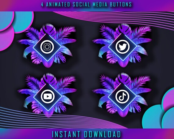 Twitch Stream Animated Social Media Tags Buttons Overlay - Etsy
