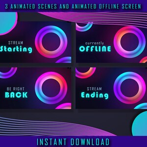 Twitch Stream Animated Scenes and Animated Offline Screen neon Circle ...