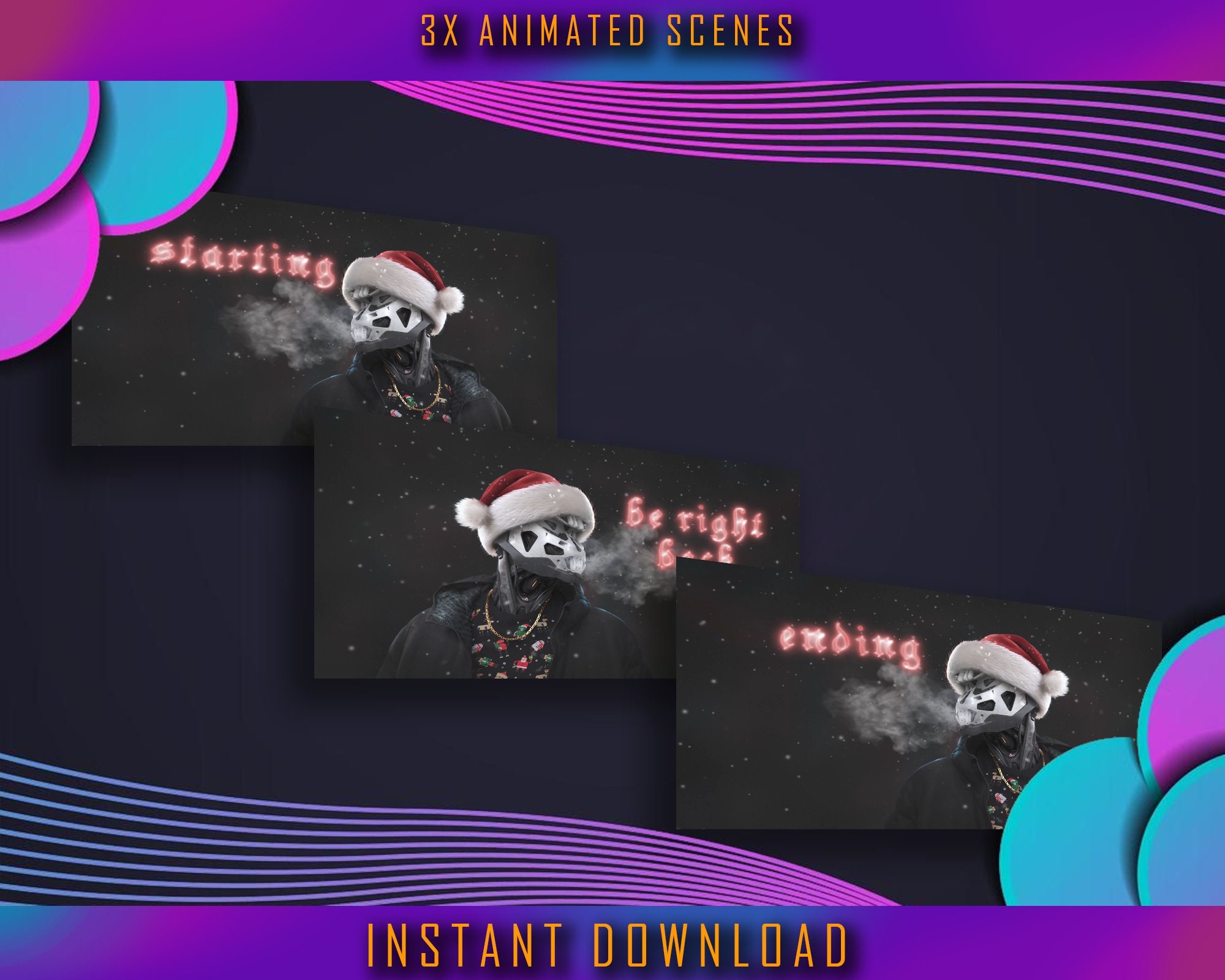 Santa Robot Snow Animated Twitch Stream Overlay Scenes - Etsy