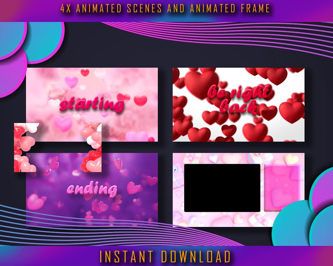 Valentines Day Overlay Set Bundle Animated Twitch Stream - Etsy