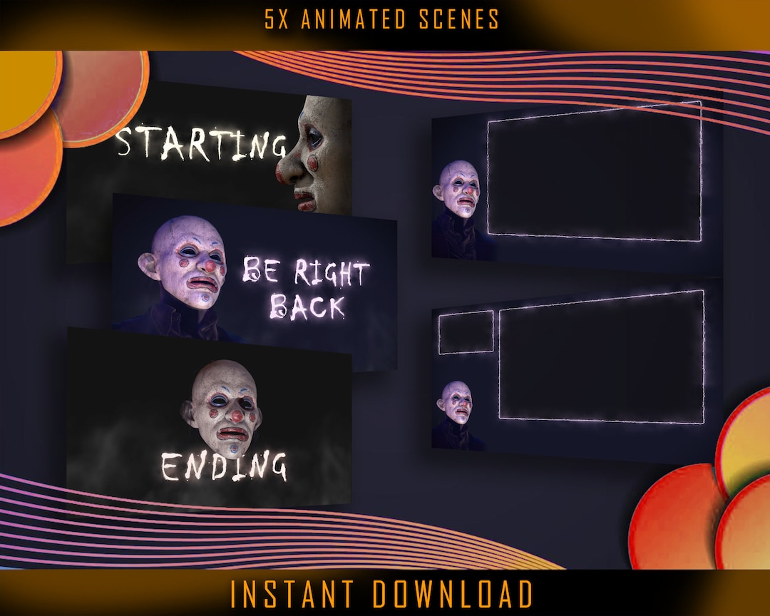 Creepy Clown Horror Stream Overlay Scene Animated - Etsy