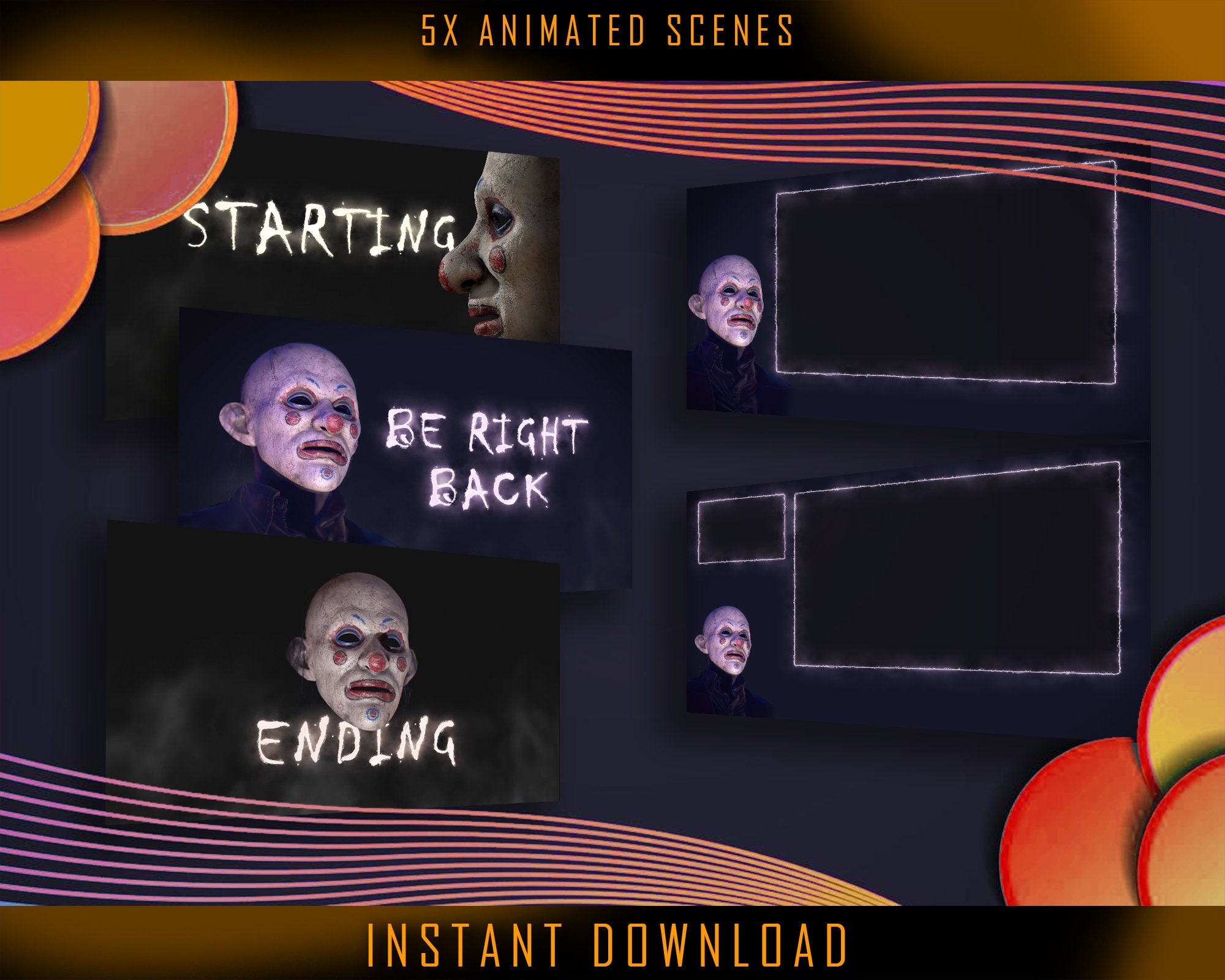 Creepy Clown Horror Stream Overlay Scene Animated - Etsy