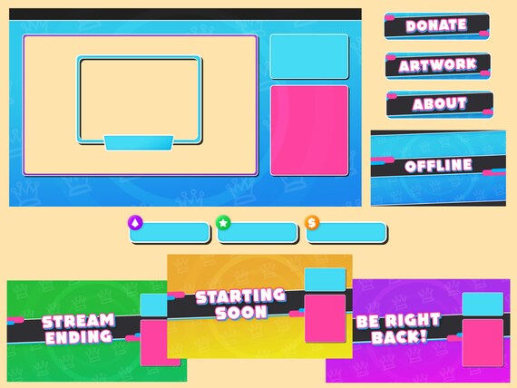 Fall Guys Stream Overlay Set Twitch Colorfull Stream Live OBS | Etsy México