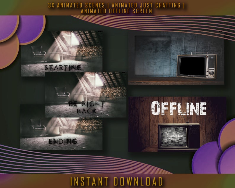 Animated Twitch Stream Overlay Scenes Horror Room Incl. Just Chatting ...