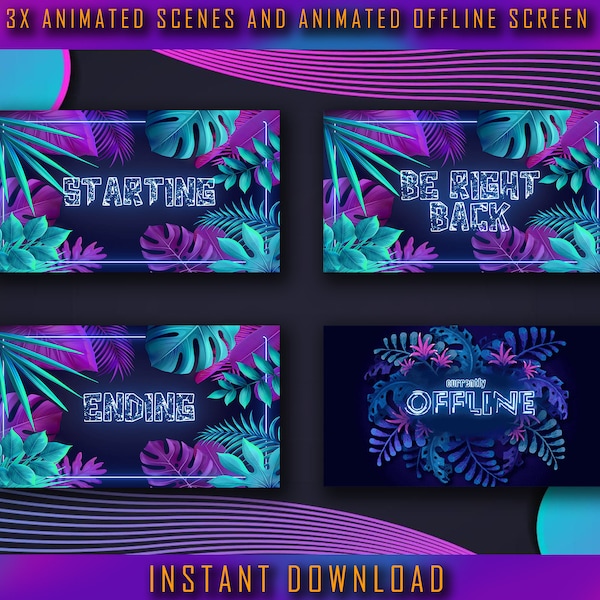 Twitch Stream Animated Scenes and Animated Offline Screen neon Circle ...