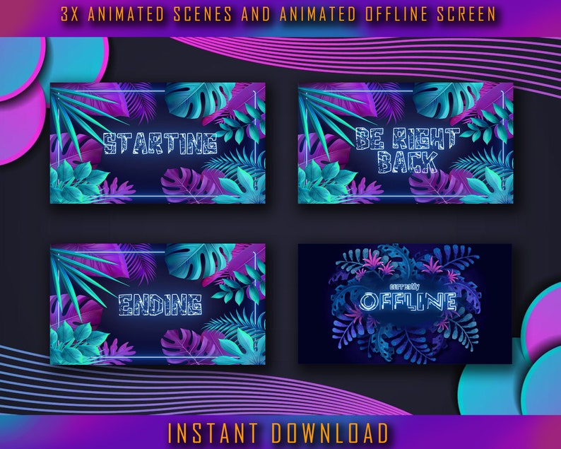 Neon Jungle 2022 Animated Twitch Scene Bundle and Animated Offline ...