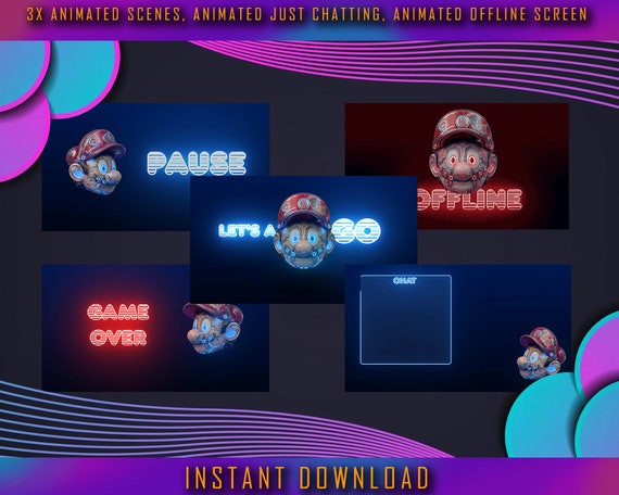 ROBO MARIO Animated Twitch Stream Overlay Screen and Scene - Etsy