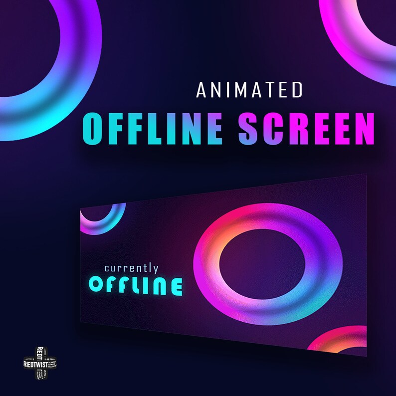 Neon Circle Twitch Stream Overlay Set Bundle Panels Banner | Etsy