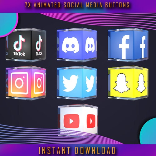 Animated Twitch Stream Social Media Buttons CUBE - Etsy
