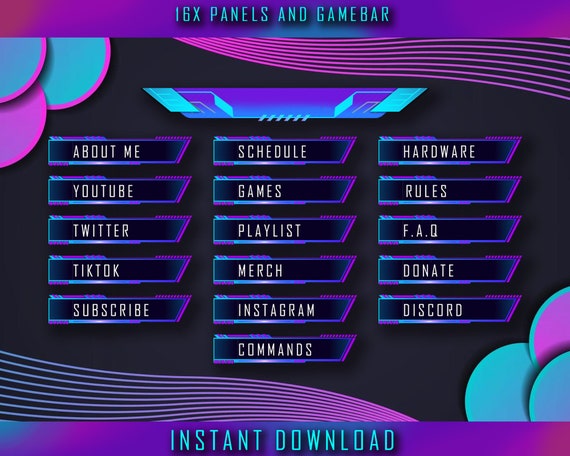 Twitch Stream Panels and Game Bar Sub Overlay gaming - Etsy