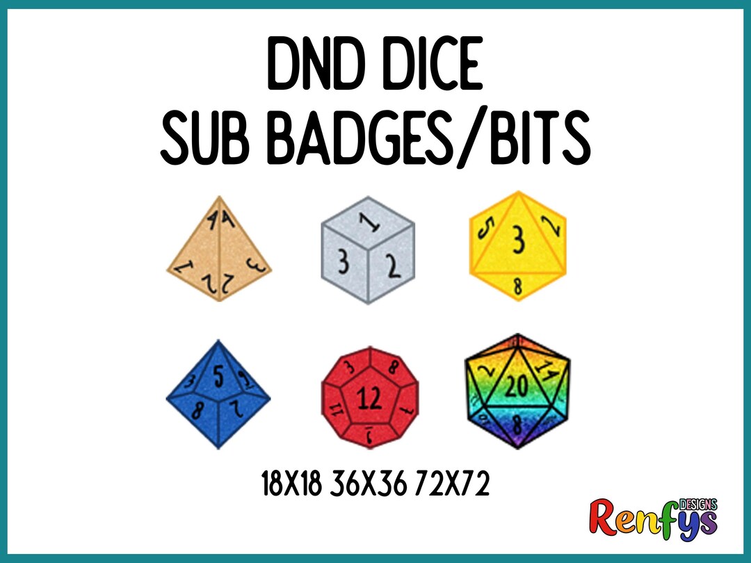 DND Dice Twitch Sub Badges, Polyhedral Dice Set (PNG) - Etsy