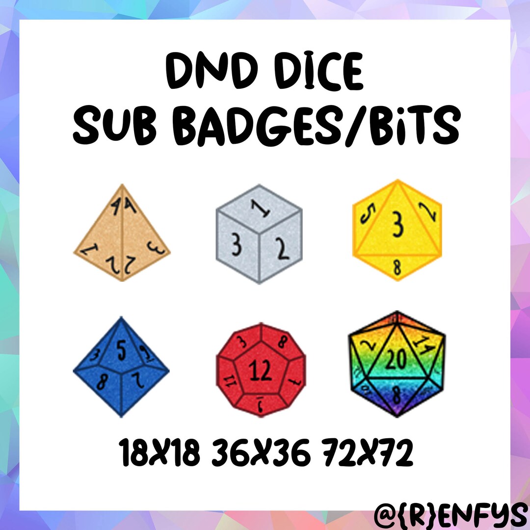 DND Dice Twitch Sub Badges/bit Badges, Dice Subscriber Badges, Twitch ...