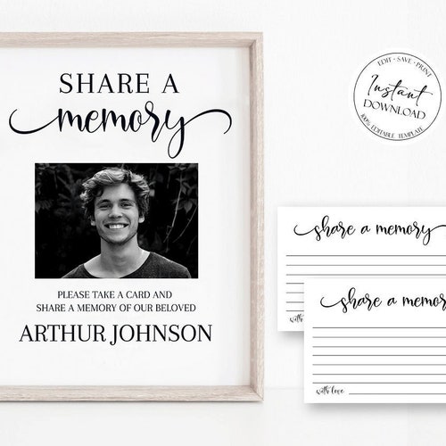 Share a Memory Funeral Sign Share a Memory Card Simple - Etsy