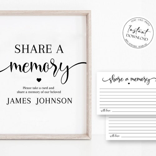 Funeral Share a Memory Sign Funeral Share a Memory Card - Etsy