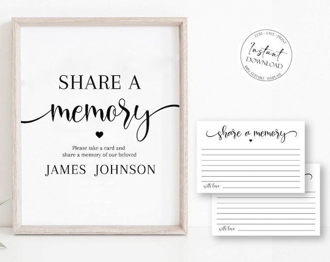 Funeral Share Memory Cards for Celebration of Life, Custom Printed With ...