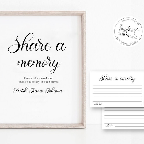 Share a Memory Funeral Sign Share a Memory Card Simple - Etsy