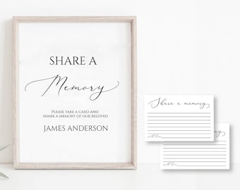 Share a Memory Funeral Sign and Share a Memory Card, Simple Funeral ...