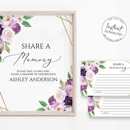 Funeral Share a Memory Card Funeral Share a Memory Sign | Etsy