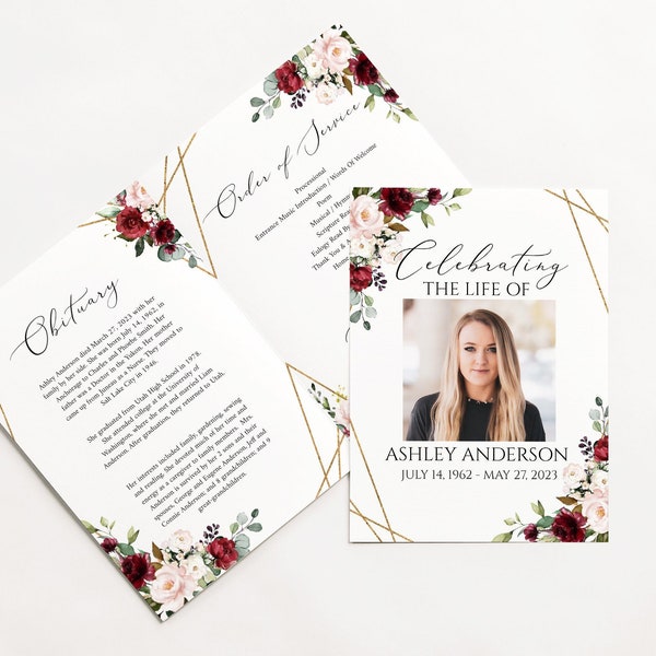 Red Funeral Program - Etsy