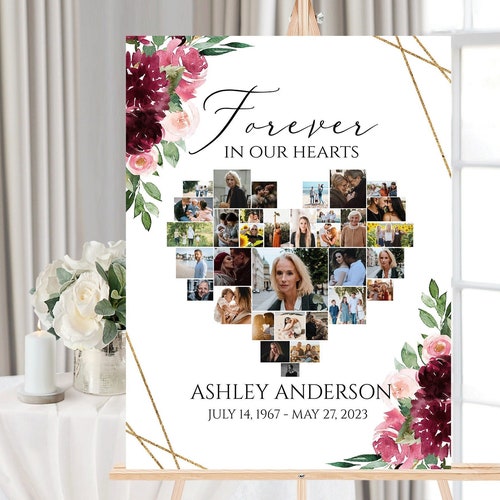 Celebration of Life Photo Collage Funeral Welcome Sign Blue - Etsy