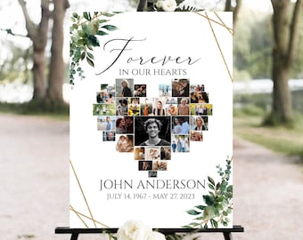 Heart Funeral Welcome Sign, Celebration of Life, Editable Heart Funeral ...