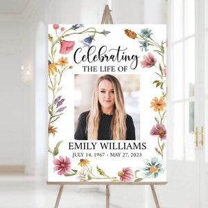 Wildflower Celebration of Life Funeral Welcome Sign, Meadow Garden ...
