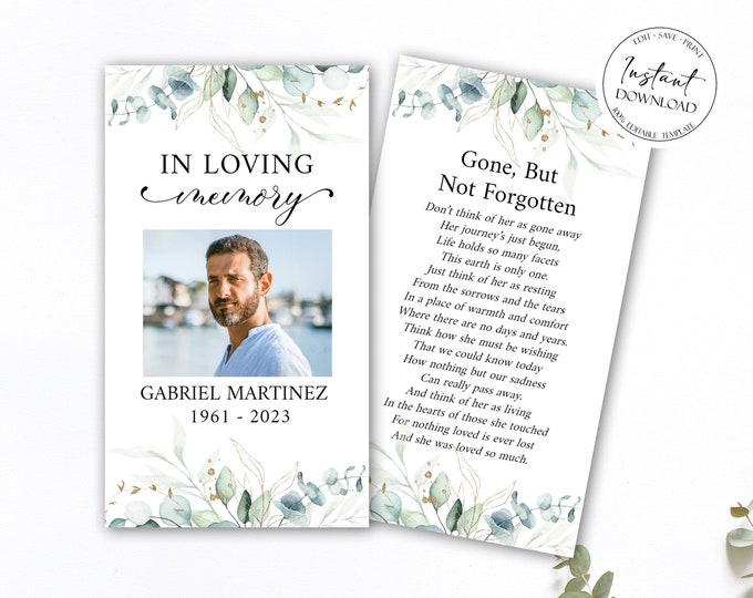 Funeral Memorial Prayer Cards Custom Personalized Photo and Prayer ...