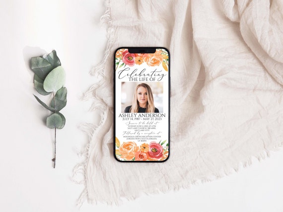 Digital Funeral Invitation Fall Funeral Announcement Autumn - Etsy