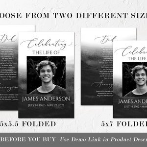 Celebration of Life Black Funeral Program, Black Watercolor Funeral ...