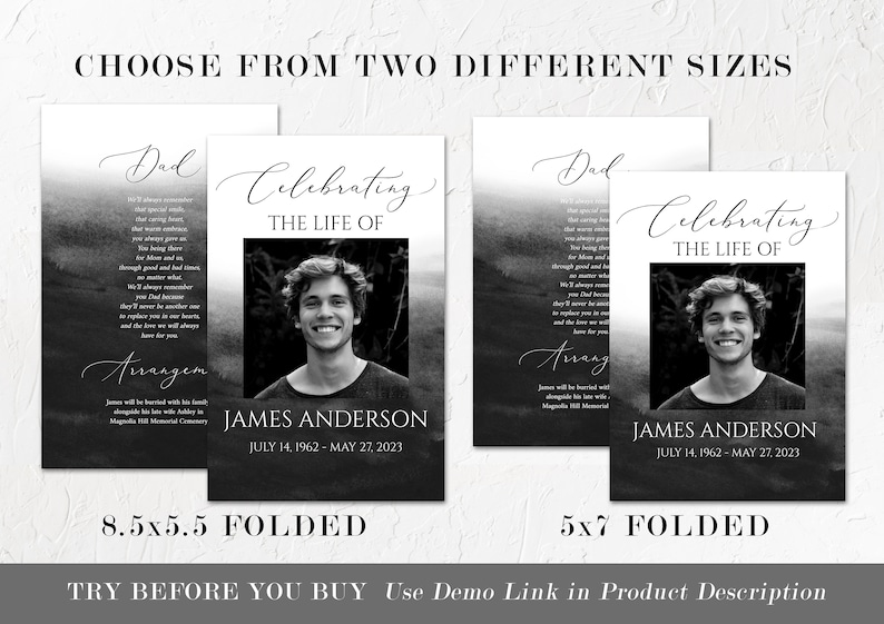 Celebration of Life Black Funeral Program Black Watercolor - Etsy