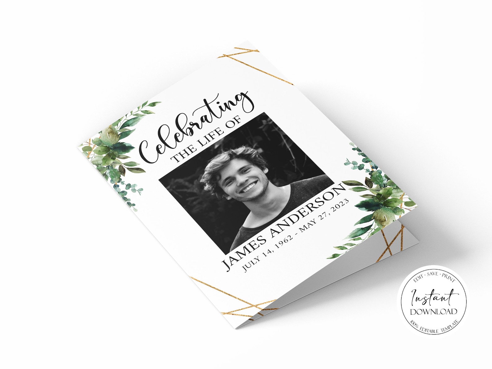 11x17 Celebration of Life Funeral Program Template Greenery - Etsy