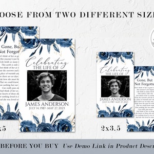 Royal Blue Funeral Prayer Card, Printable Royal Blue Memorial Prayer ...