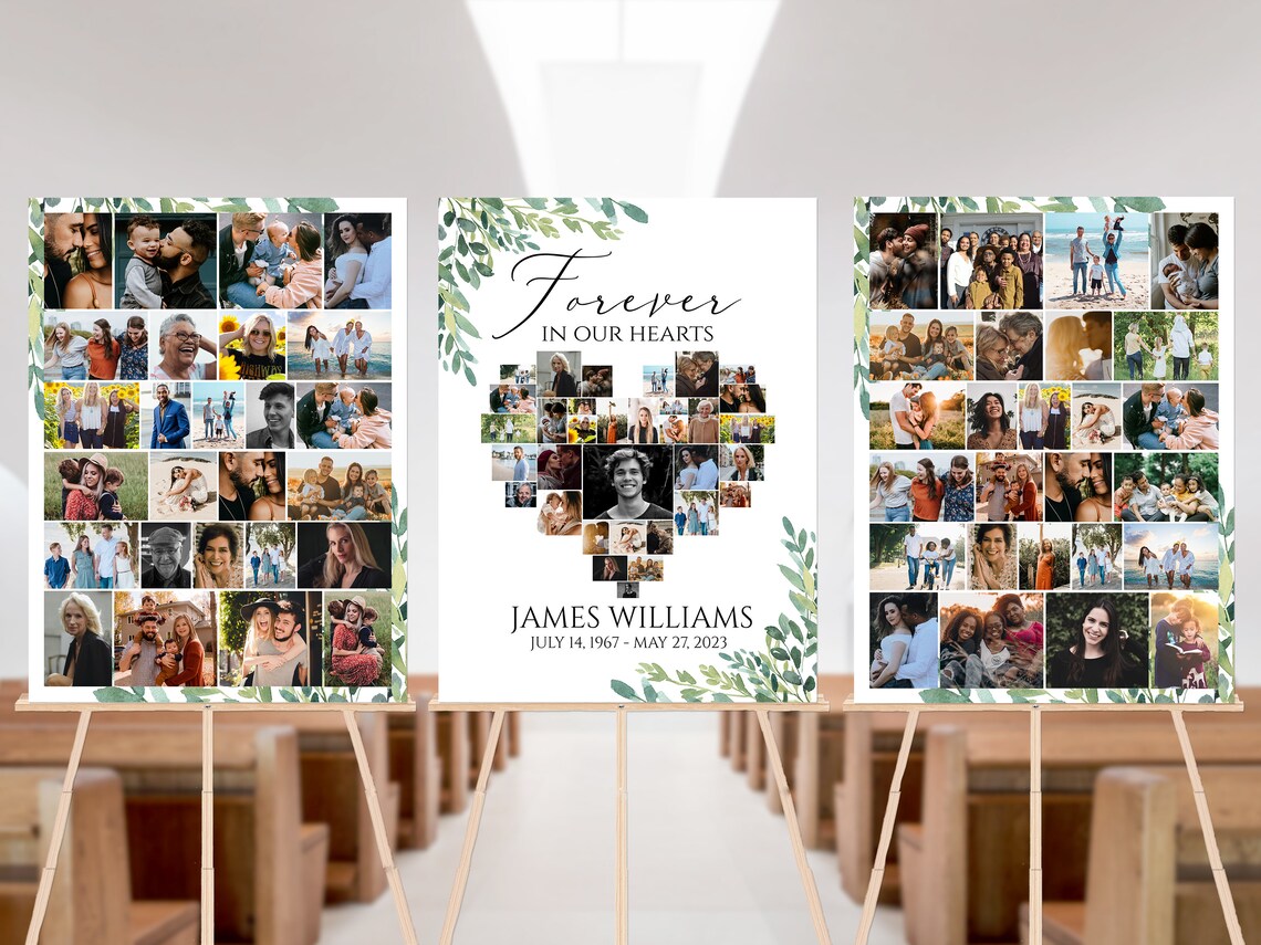 Celebration of Life Funeral Poster Editable Greenery Heart - Etsy