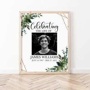 Celebration of Life Welcome Sign, Gold Funeral Welcome Sign, in Loving ...
