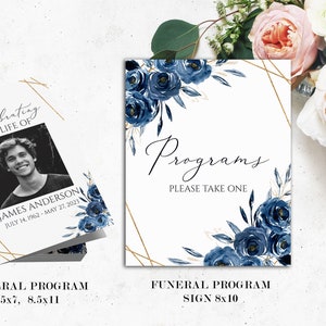 Editable Blue Funeral Bundle, Memorial Package, Celebration of Life ...