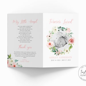Baby Funeral Program, Funeral Service Program Template for Baby, Child ...