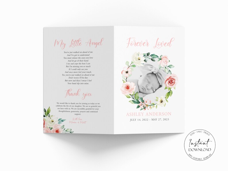 Baby Funeral Program Funeral Service Program Template for - Etsy
