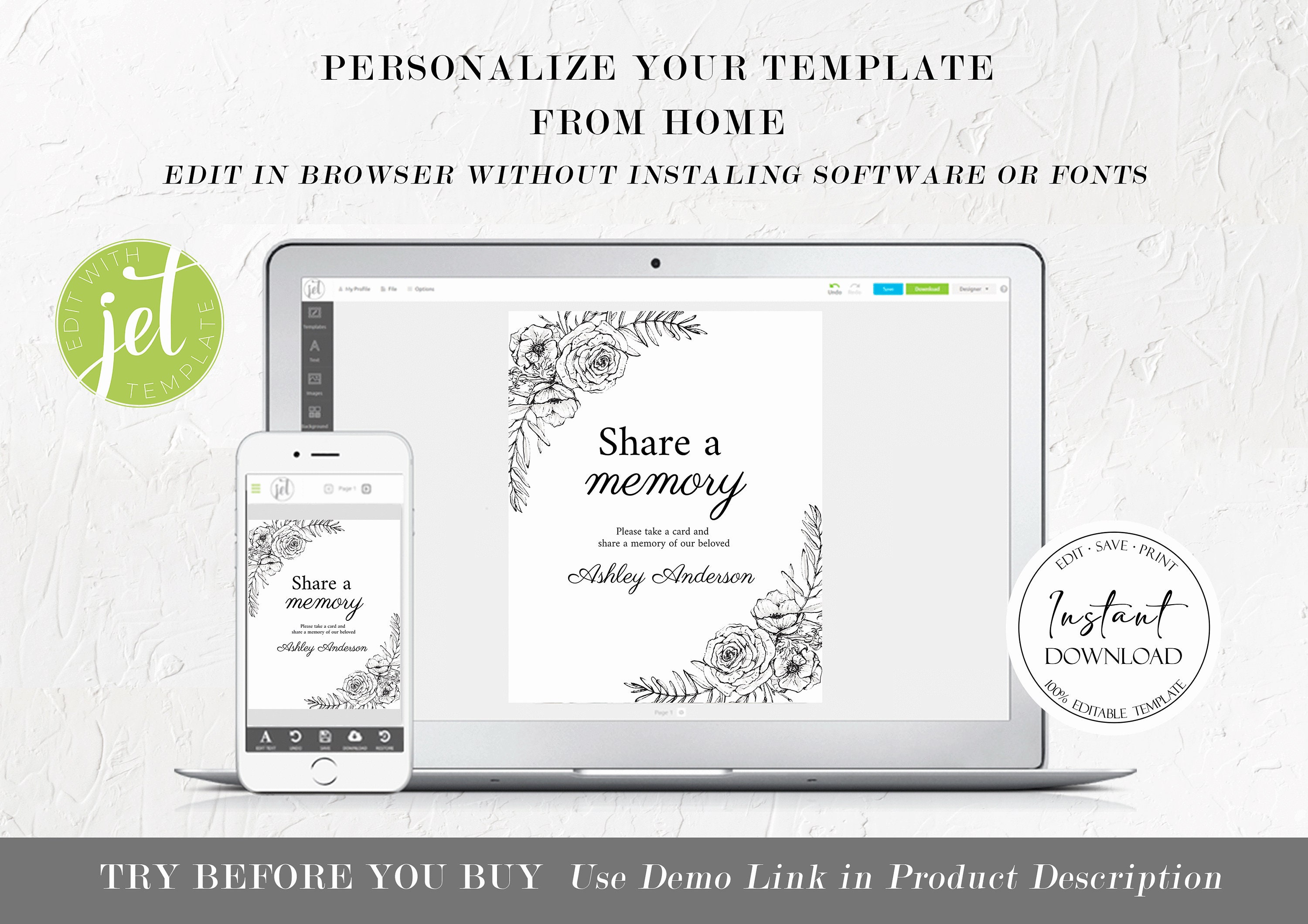 Share a Memory Funeral Sign and Share a Memory Card Funeral | Etsy