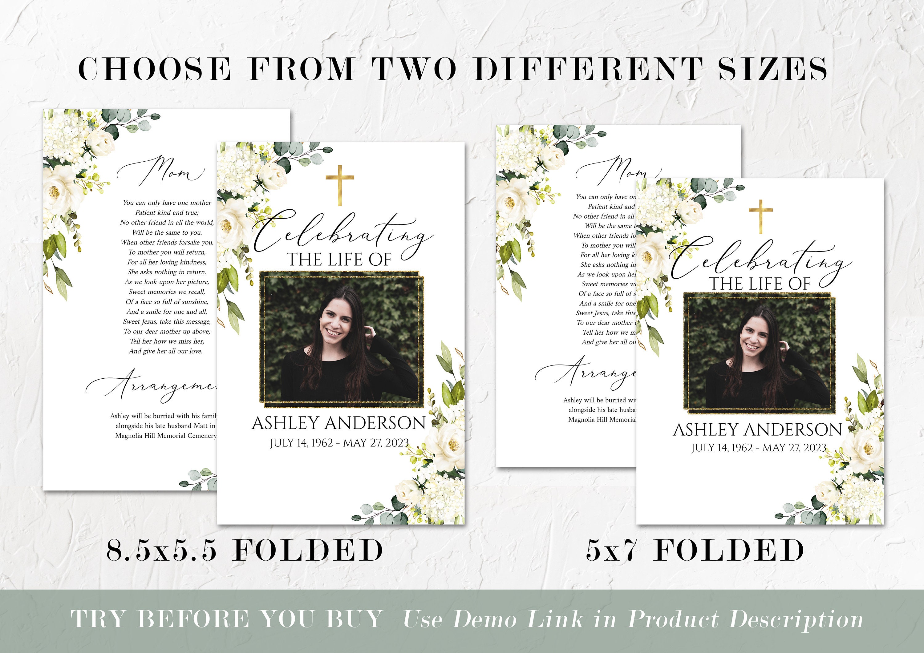 Celebration of Life Funeral Program White Greenery Floral - Etsy