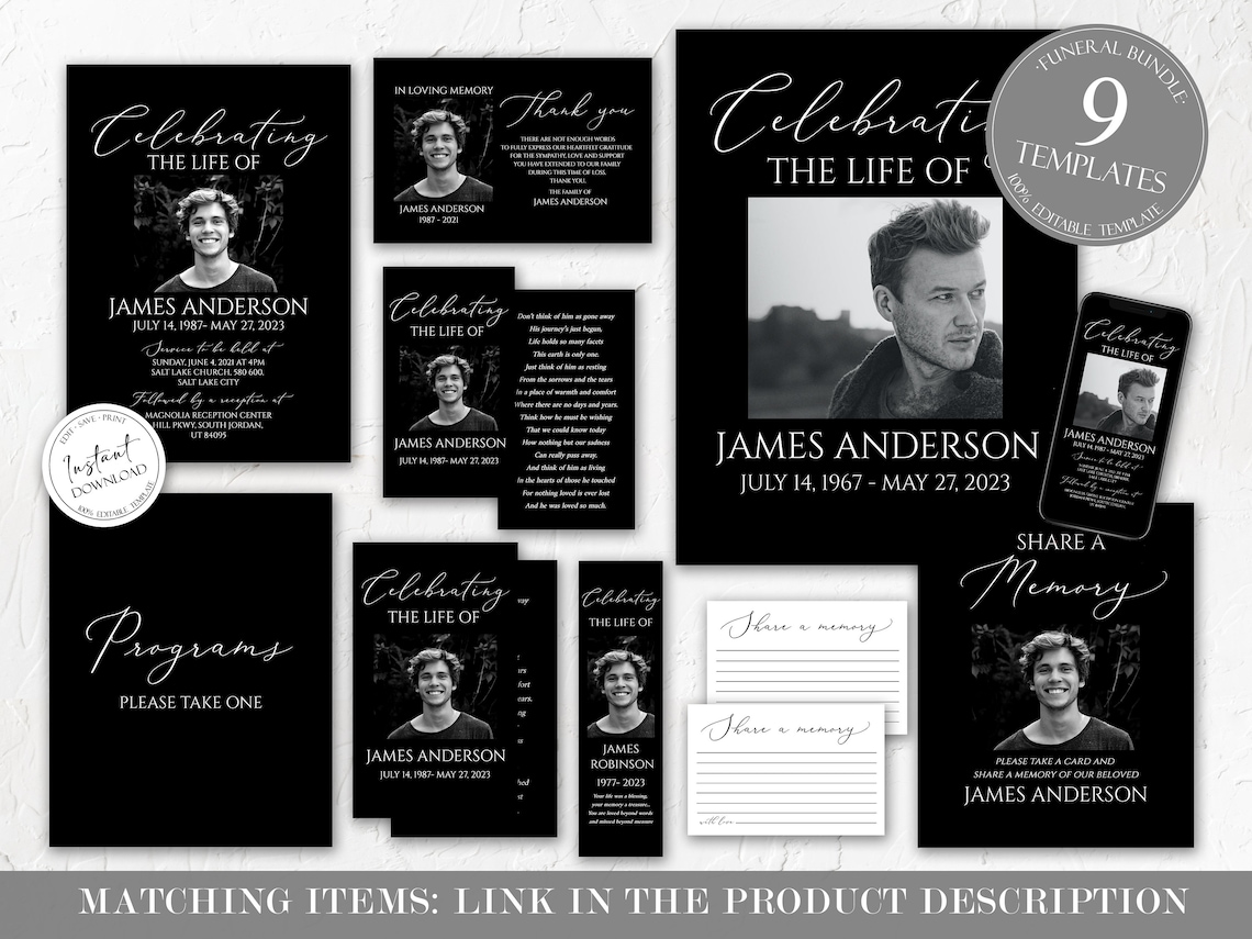 Celebration of Life Funeral Program Black Funeral Memorial - Etsy