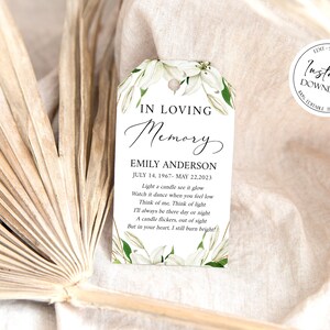 Celebration of Life Invitation Funeral Favor Tag Template | Etsy