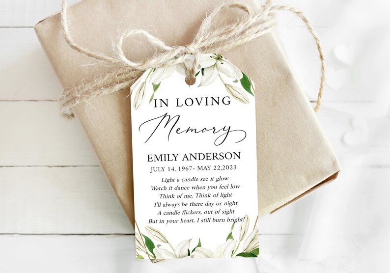 Celebration of Life Invitation Funeral Favor Tag Template | Etsy