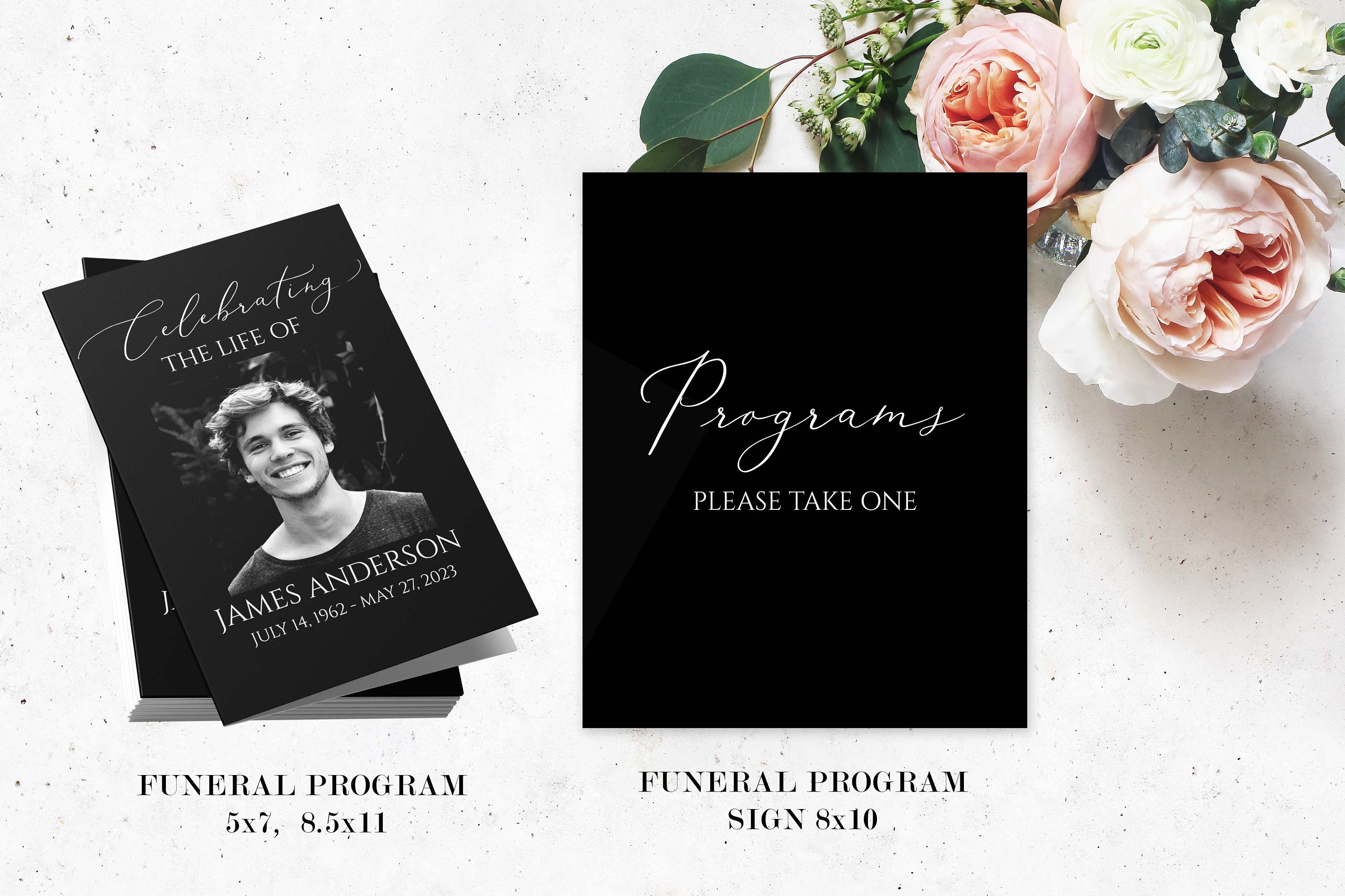 Black Funeral Bundle Templates, Black Memorial Package, Black ...